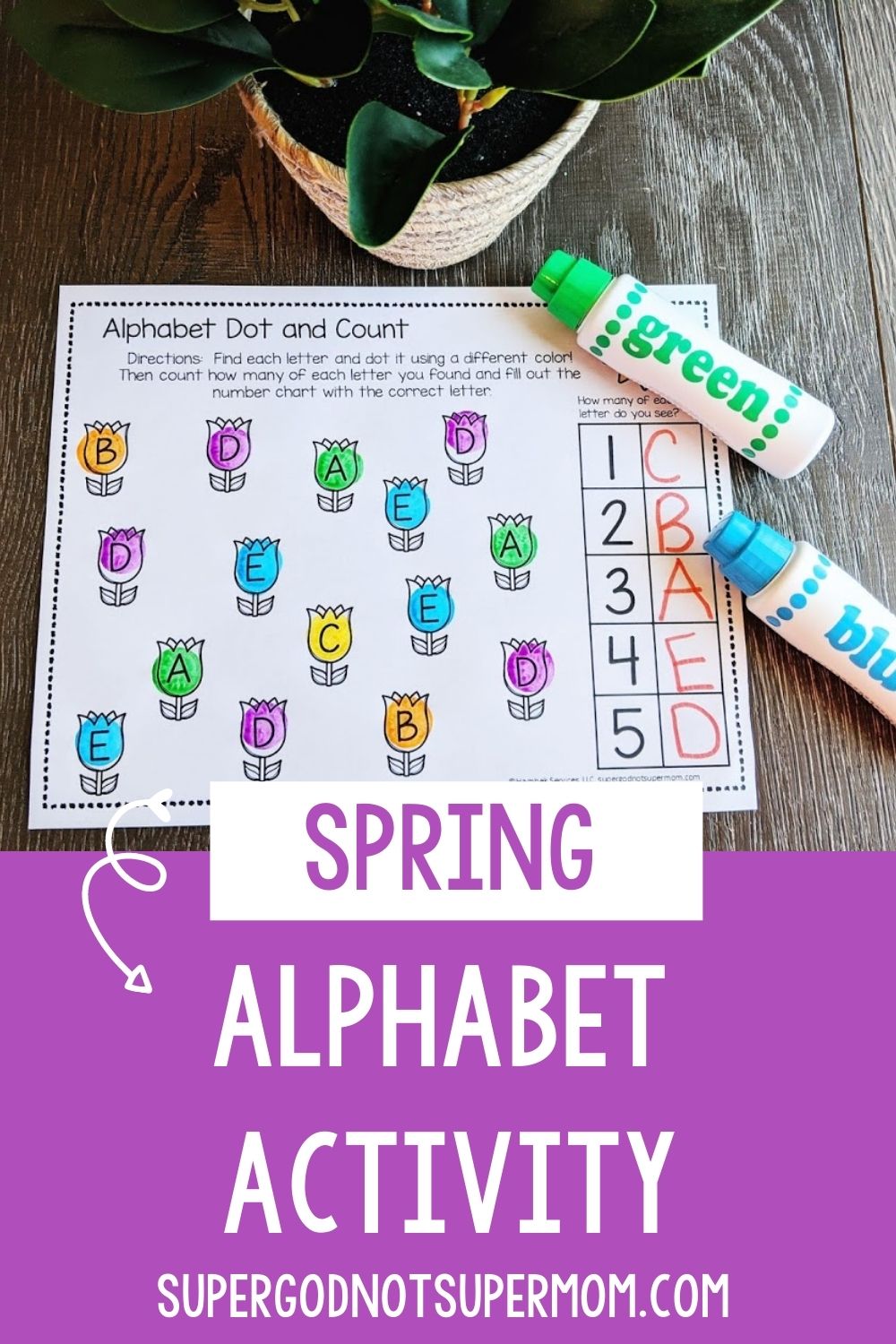 Spring Alphabet Activity | Dot and Count - Super God, Not Super Mom